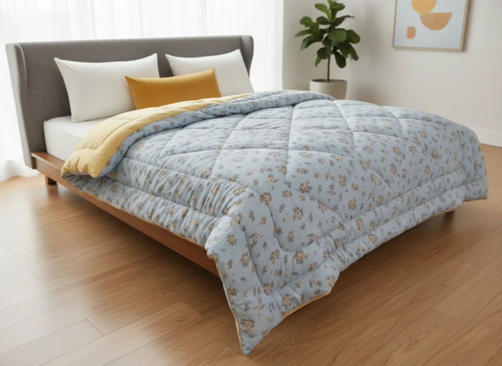 Blue Ditsy Floral Heavy Winter Quilt King Size 450 GSM Rajai By ...