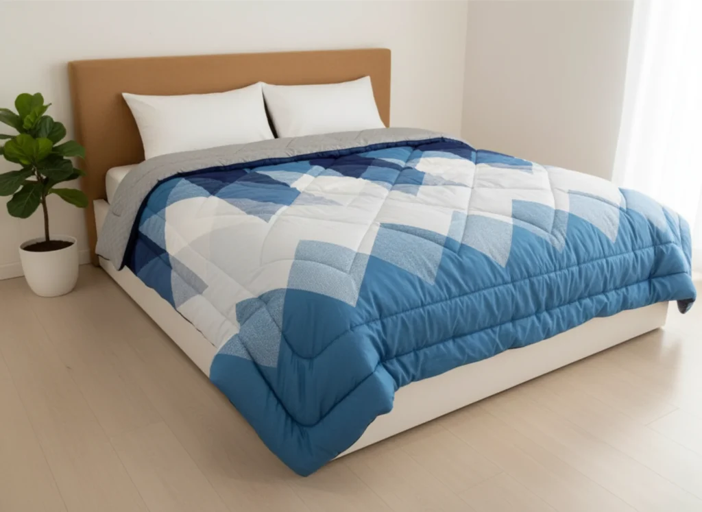 Blue Geometric Heavy Winter Quilt King Size 450 GSM Rajai By Vardhman ...