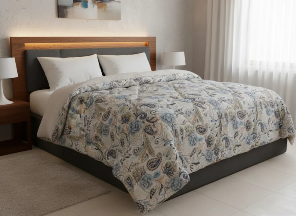 Cream Paisley Heavy Winter Quilt King Size 4.5KG Rajai By Vardhman ...